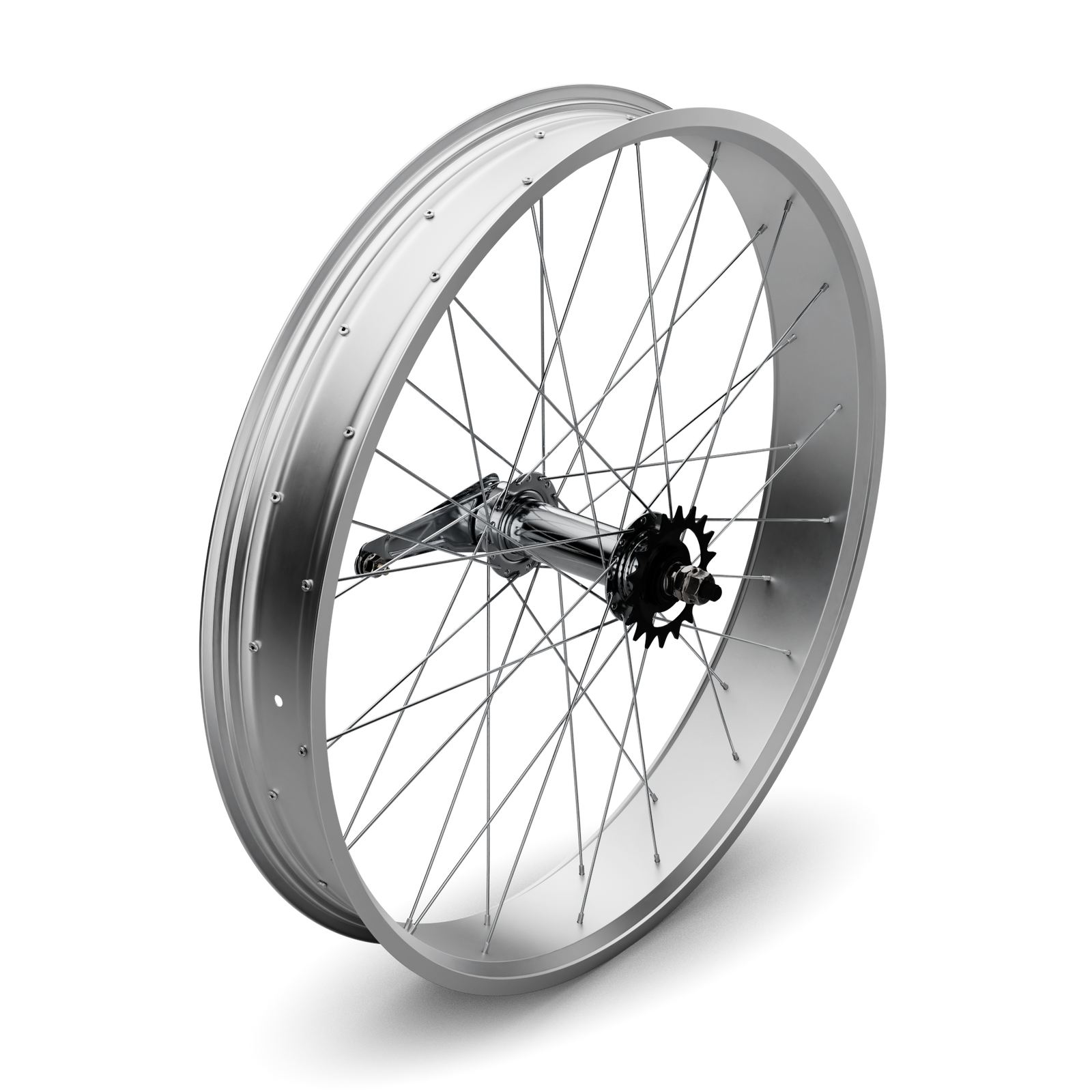 26" Fat Tire Coaster Brake Beach Cruiser Wheel Set (Silver)