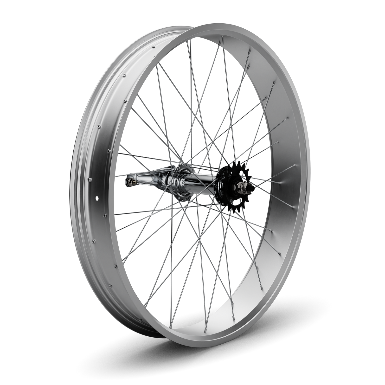26" Fat Tire Coaster Brake Beach Cruiser Wheel Set (Silver)